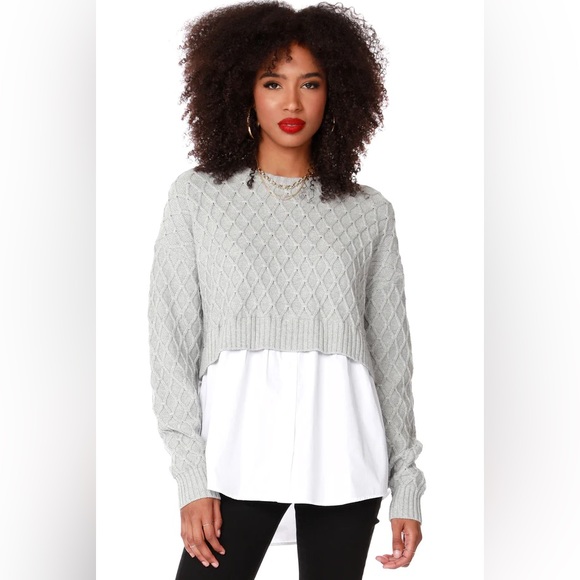 bobi | Tops | New Bobi Black Layered Crew Neck Top Heather Gray | Poshmark